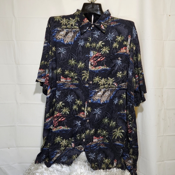 Batck Bay | Shirts | Batik Bay Men Xxl Black Hawaiian Button Down Shirt Short Sleeve Nautical ...